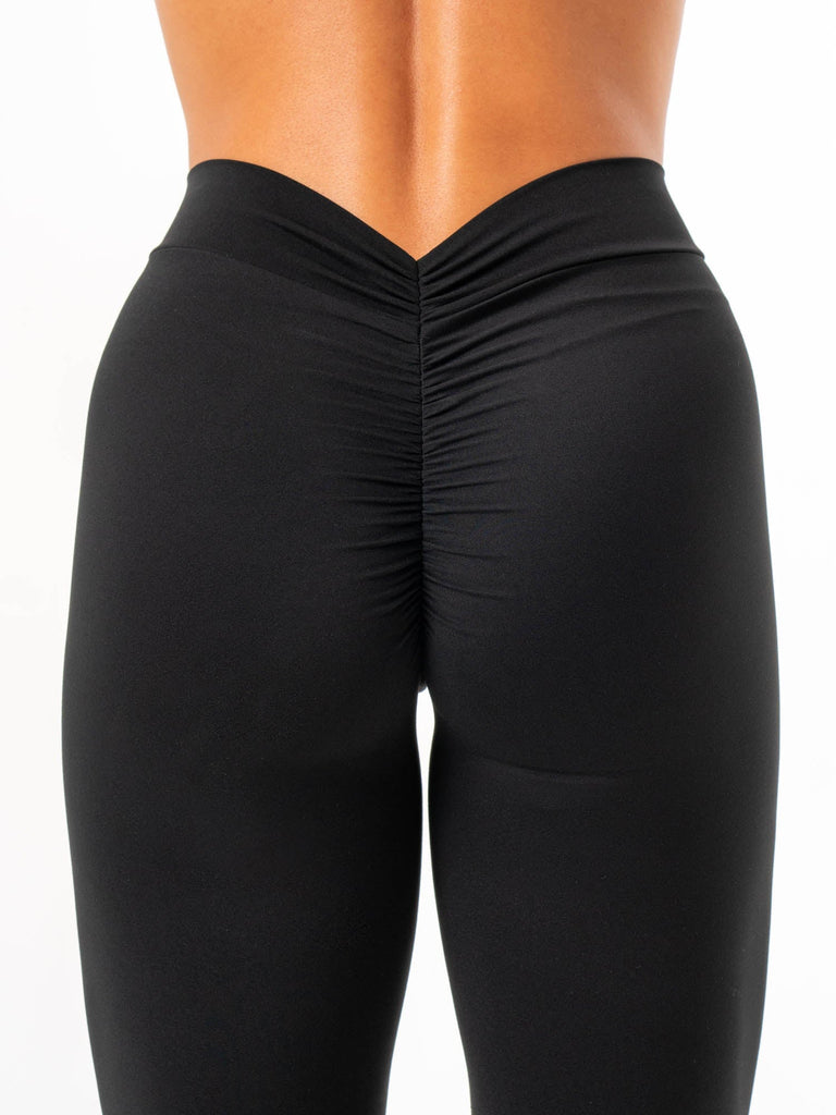 NKD V Scrunch Leggings - Black - Ryderwear