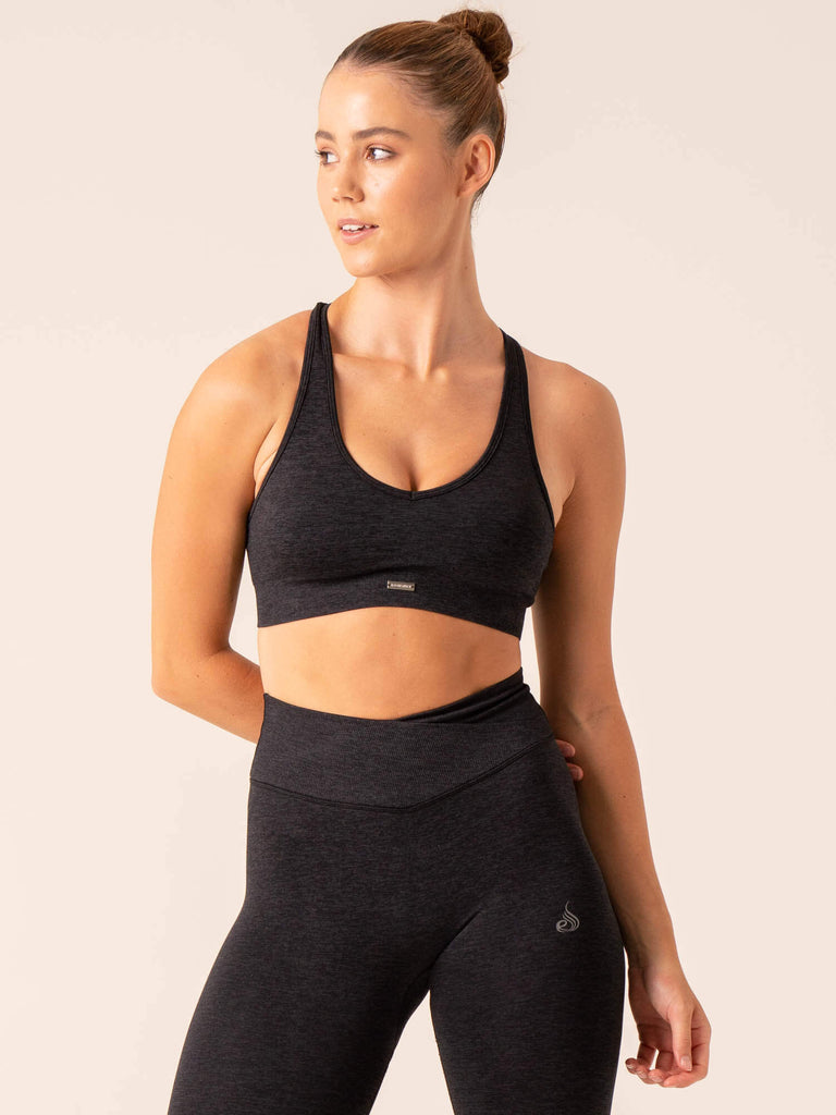 Focus Seamless Sports Bra - Black Marl - Ryderwear