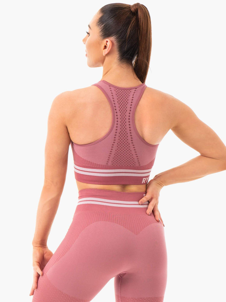 Freestyle Seamless Longline Sports Bra - Dusty Pink - Ryderwear