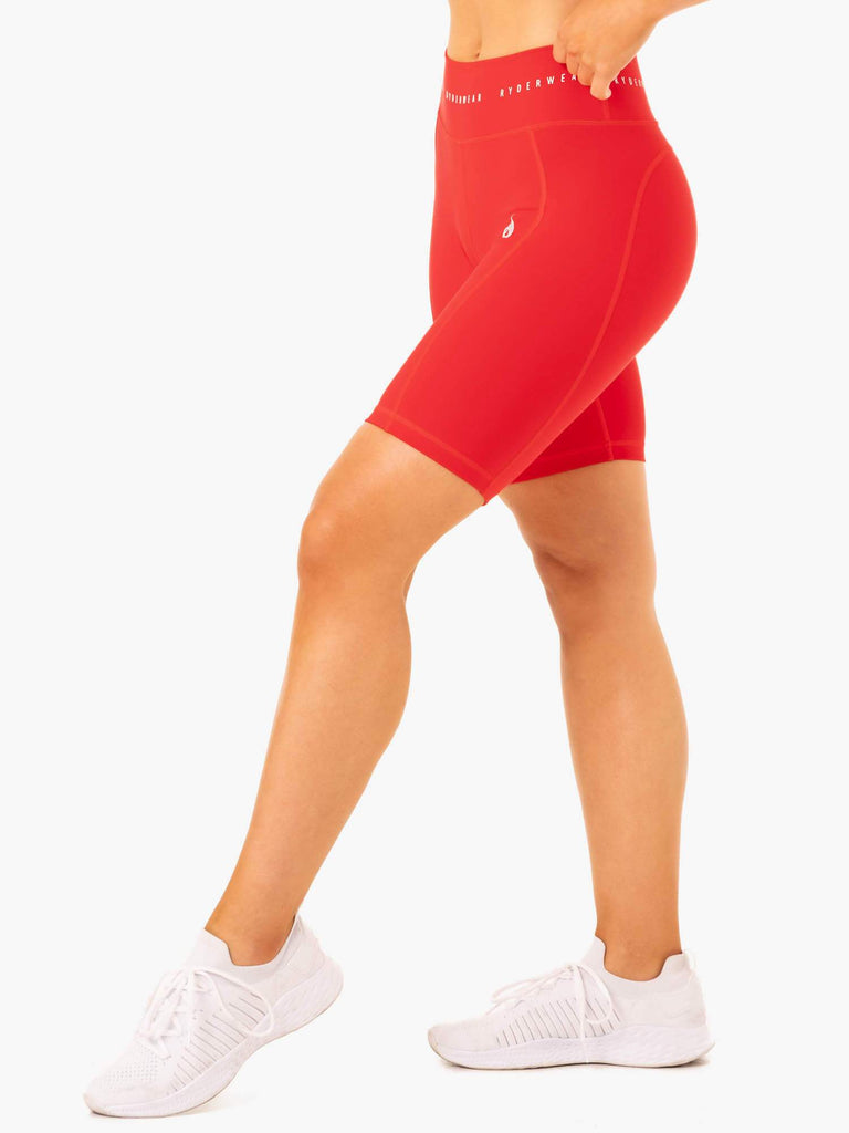 Reflex High Waisted Bike Shorts - Red - Ryderwear
