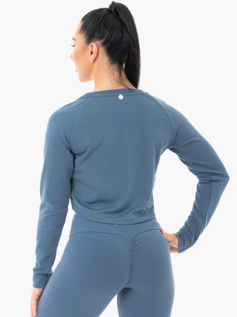 Staples Cropped Sweater - Steel Blue - Ryderwear