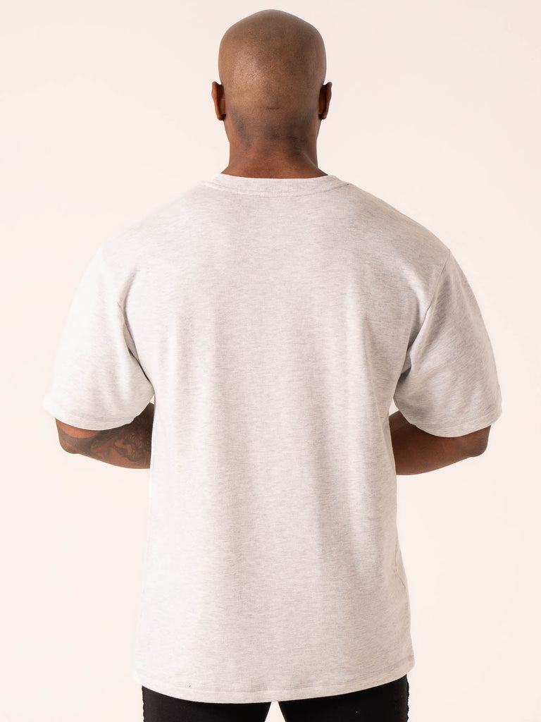 Throwback Oversized Fleece T-Shirt - Snow Grey Marl - Ryderwear