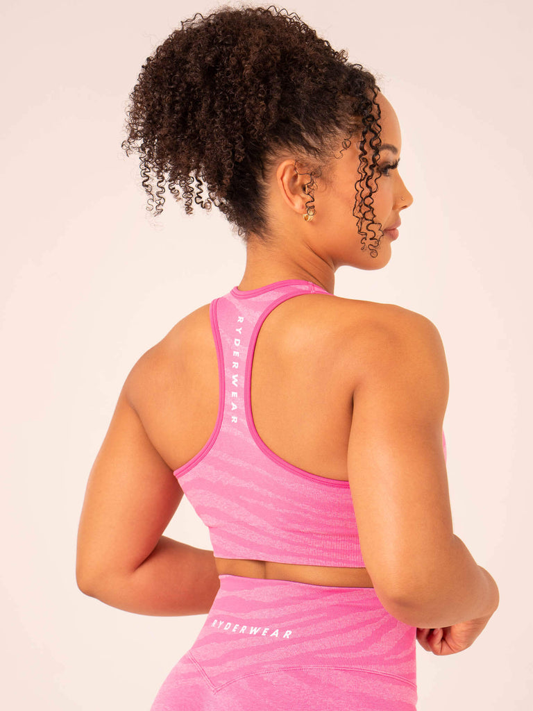 Zebra Seamless Sports Bra - Pink Zebra - Ryderwear